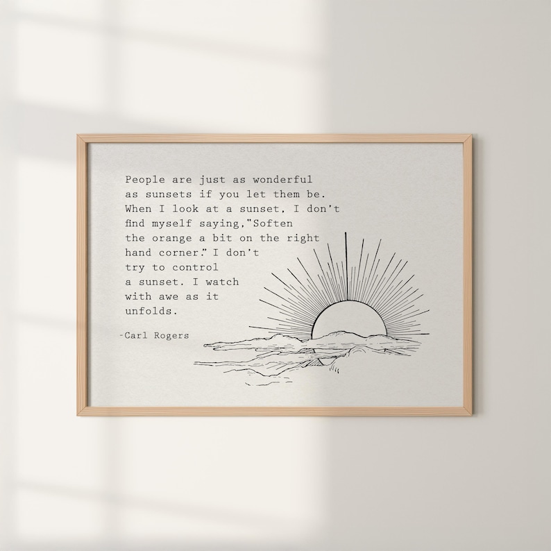 Carl Rogers Sunset Quote Printable, Mental Health Wall Art, Psychology ...