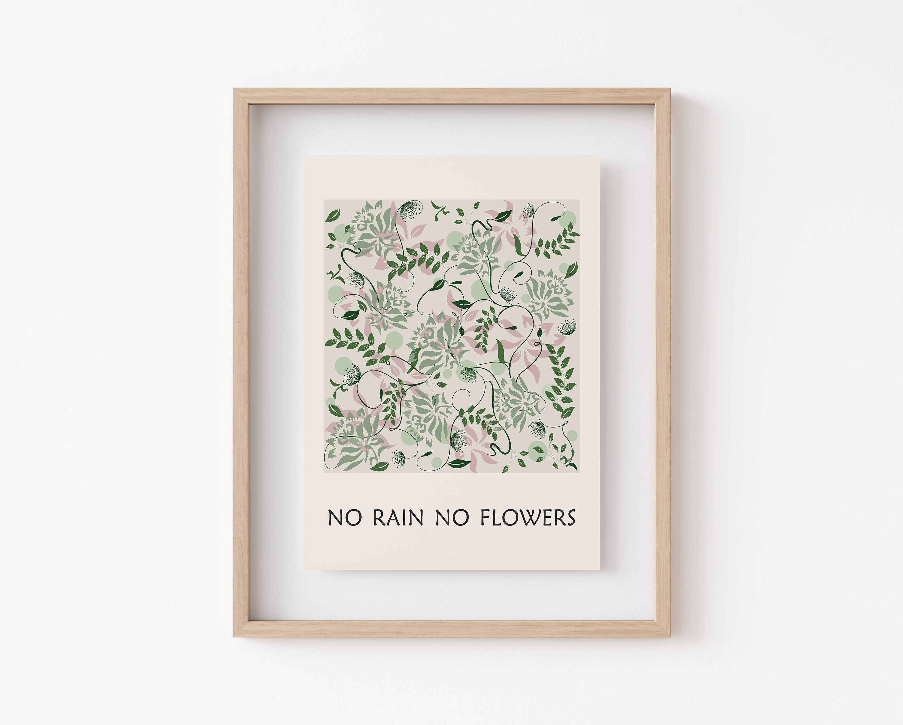 No Rain No Flowers, Positivity Wall Art Print, Affirmation Flower Print ...