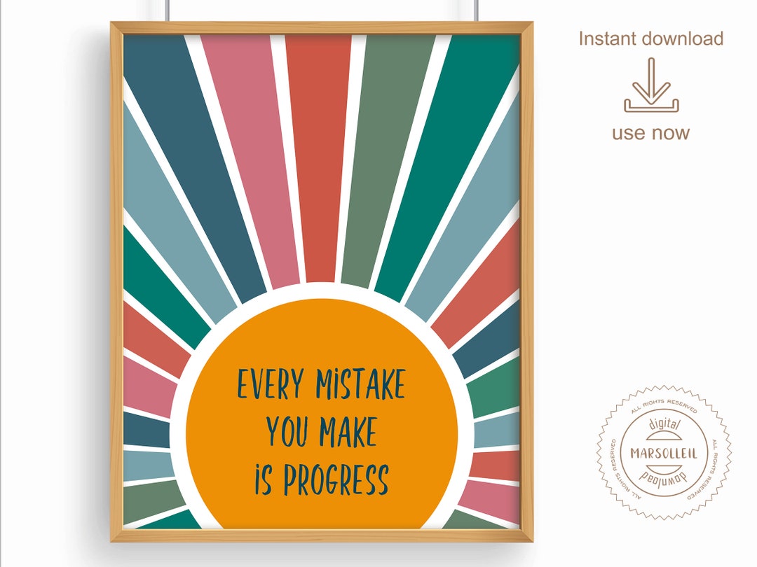 Growth Mindset Poster Every Mistake You Make is Progress - Etsy
