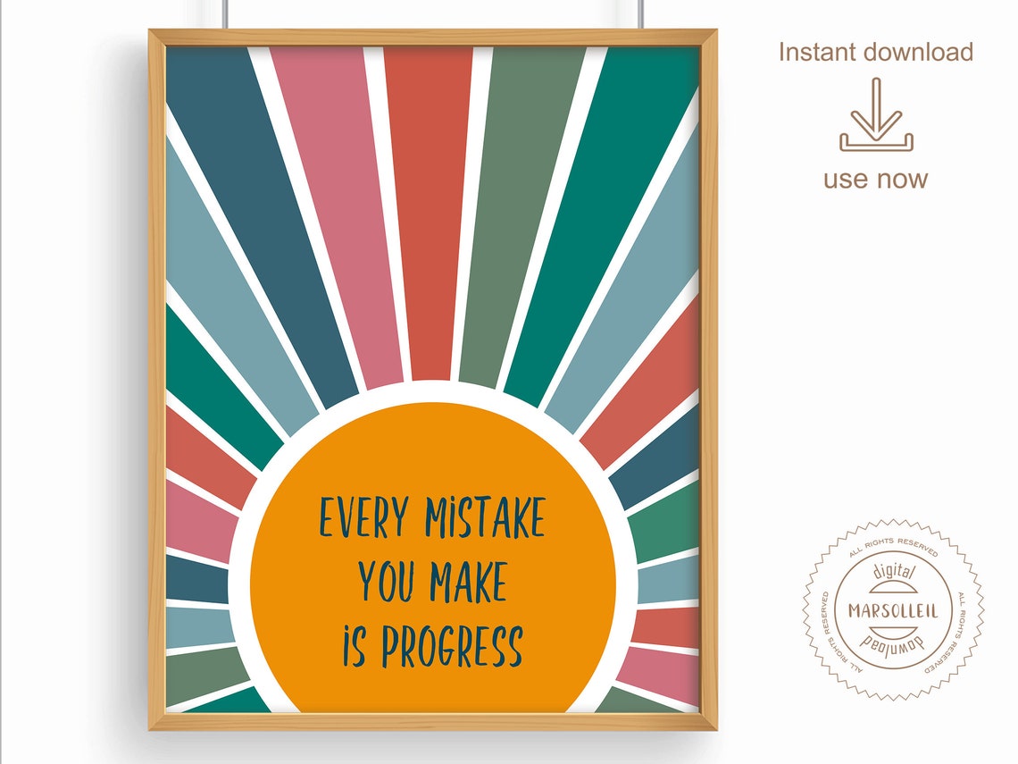 Growth Mindset Poster Every Mistake You Make is Progress - Etsy