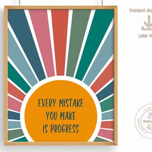 Growth Mindset Poster Every Mistake You Make is Progress - Etsy