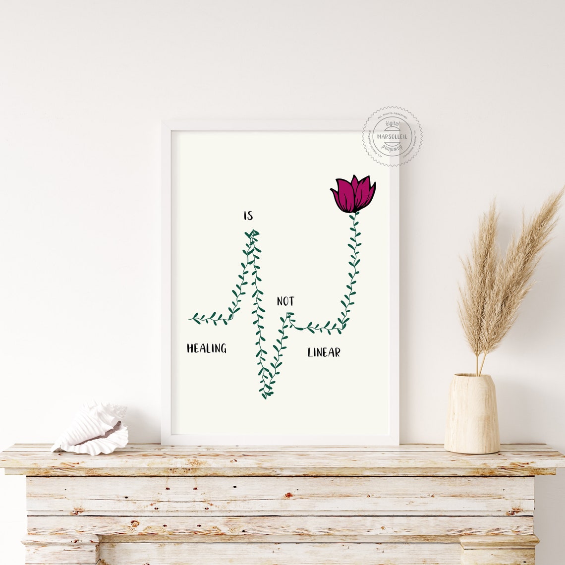 Healing is Not Linear Printable Wall Art Mental Health | Etsy