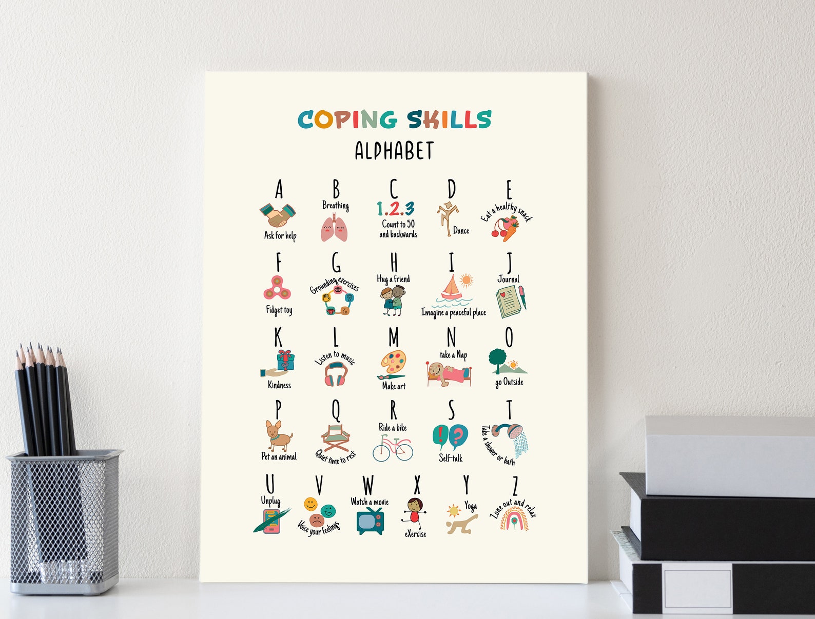 Coping Skills Alphabet Poster Abc Coping Skills School Etsy