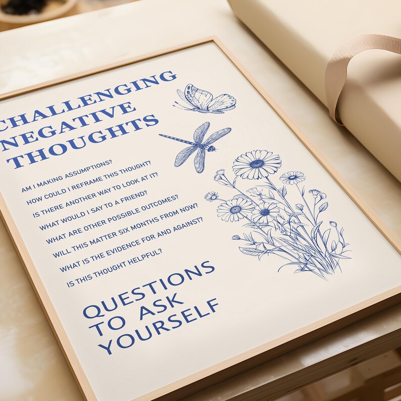 Challenging Negative Thoughts Printable, Mental Health Art Print ...