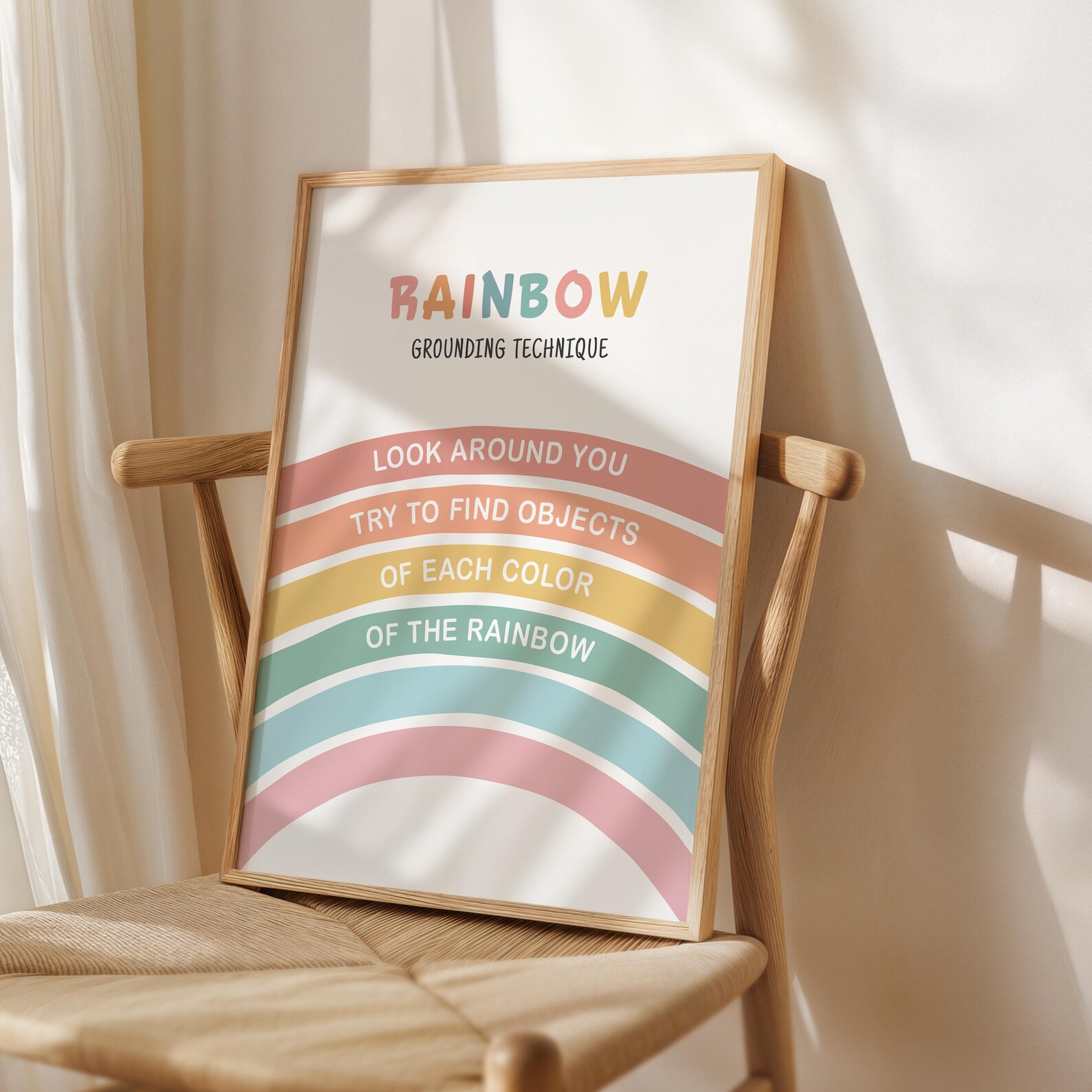 Rainbow Technique Poster, Anxiety Grounding, Mental Health, Calm Down ...