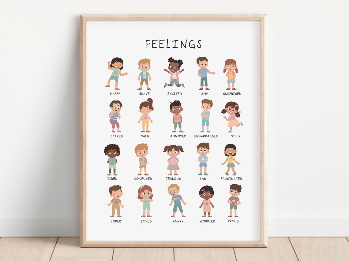 Feelings Poster Emotions Chart Playroom Wall Art Emotional - Etsy