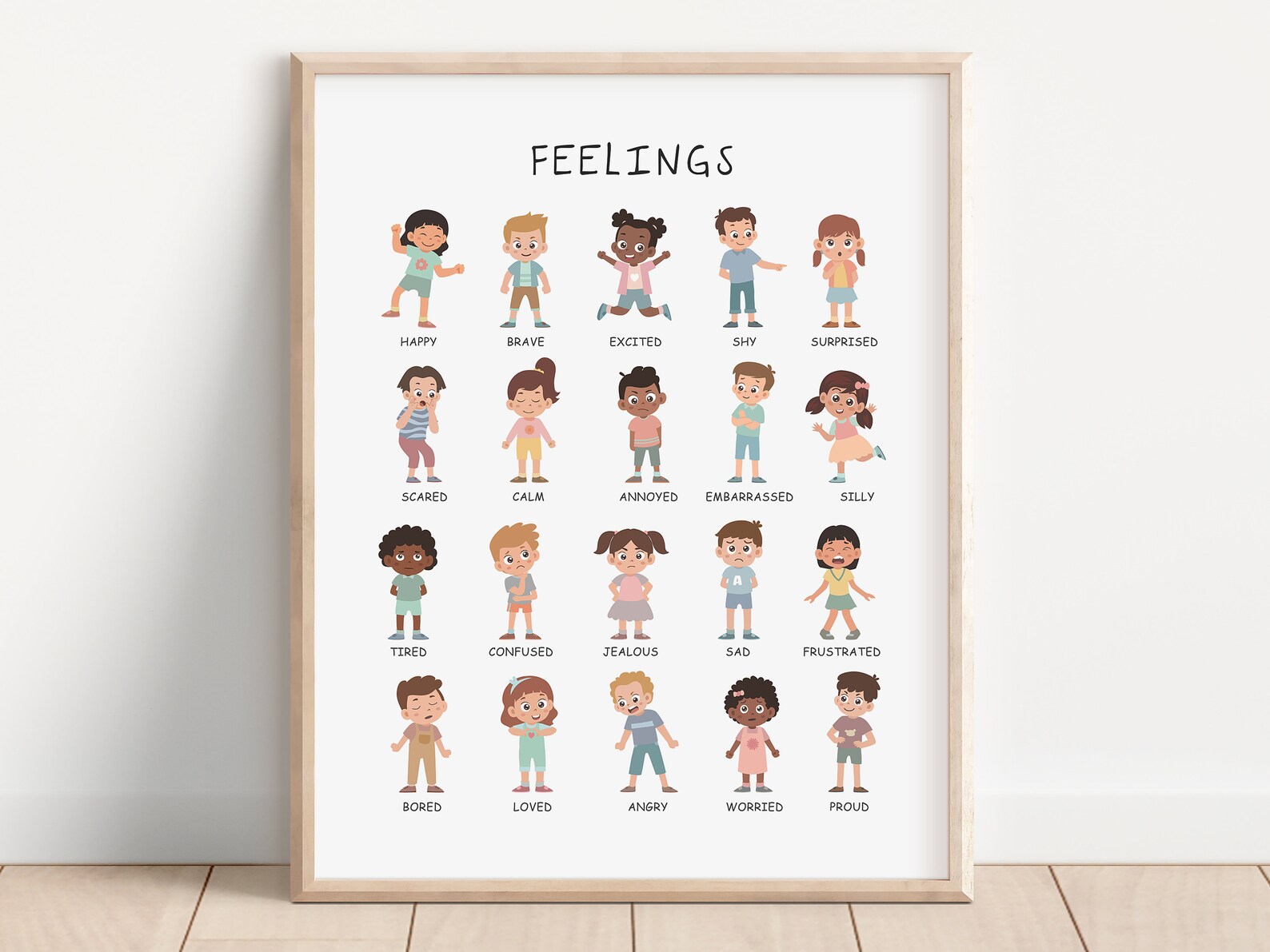 Feelings Poster Emotions Chart Playroom Wall Art Emotional - Etsy