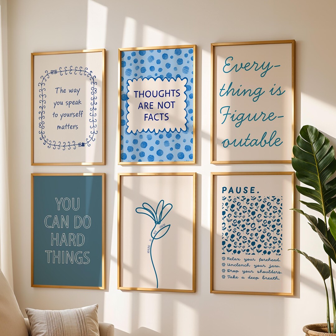 6 Mental Health Wall Art Prints, Gallery Wall Art Set for Therapy ...