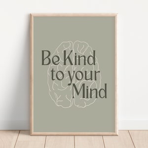 Be Kind to Your Mind Printable, Mental Health Poster, Therapy Office ...