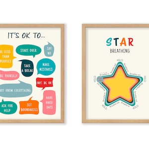 Mental Health Poster Bundle, Calming Corner for Kids, Set of 12 Prints ...
