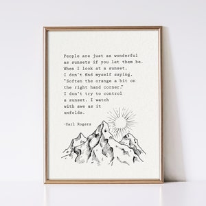 Carl Rogers Quote Printable, Mental Health Wall Art, Sunset Quote Print ...