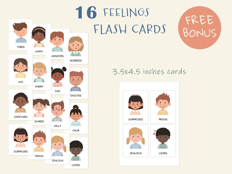 Calming Corner Set of 4 Prints Plus Bonus Emotions Flash Cards ...