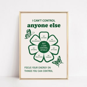 Things I Can Control, Mental Health Poster, Retro Green Therapy Office ...