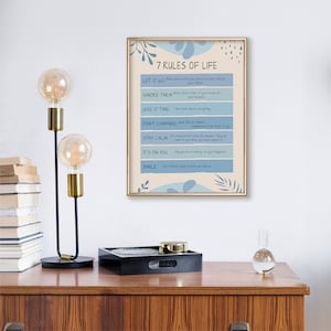 7 Rules of Life Poster, Therapy Office Decor, Life Rules Print ...