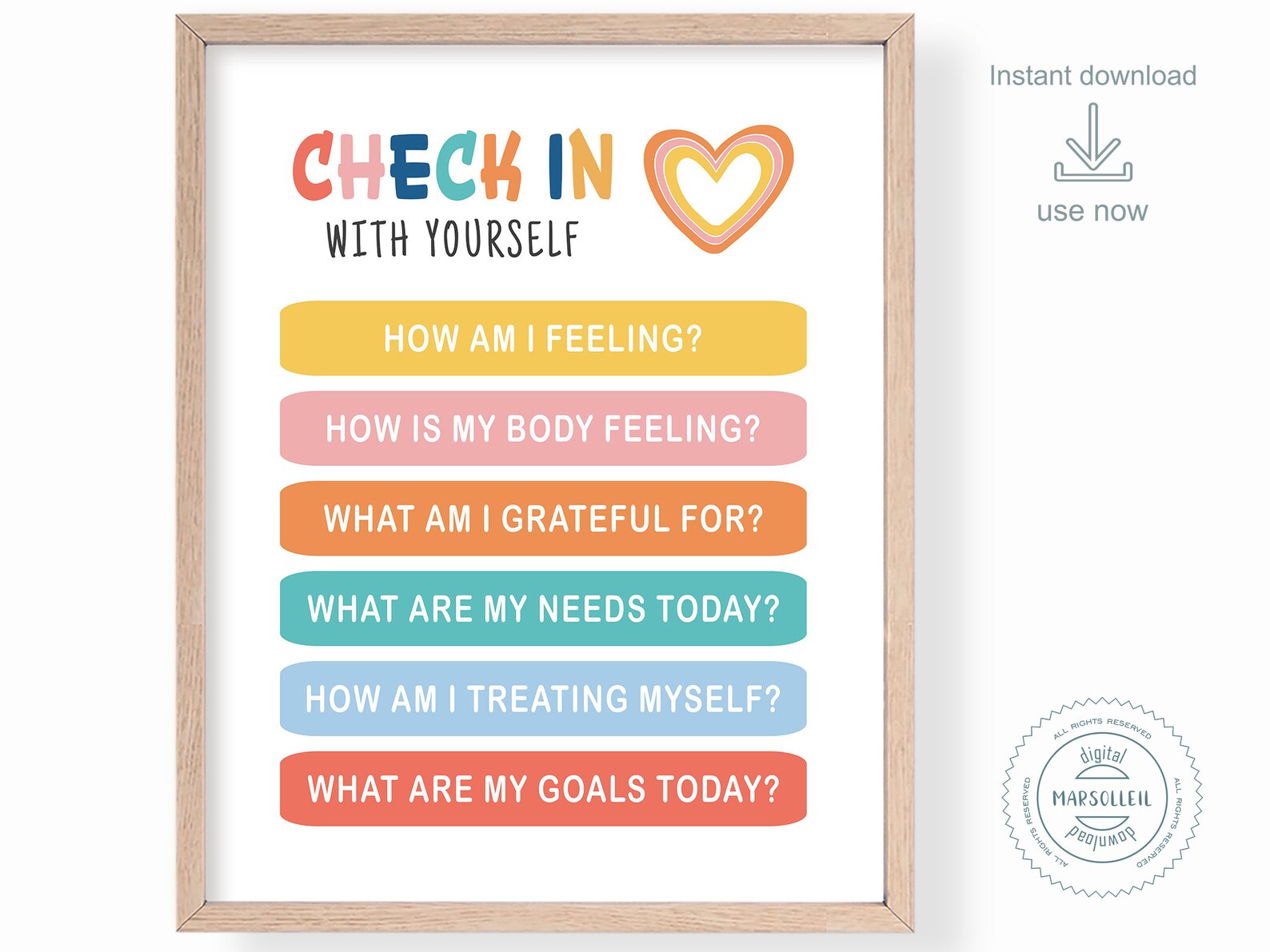 Check in With Yourself Poster Mental Health Check In Daily - Etsy