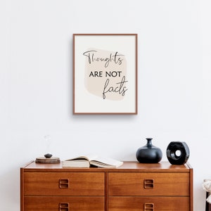 Thoughts Are Not Facts Poster, Mental Health Wall Art, Therapy Office ...
