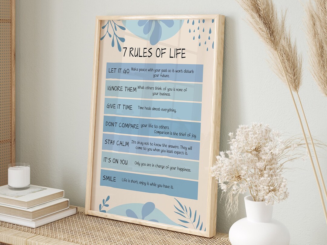 7 Rules of Life Poster Therapy Office Decor Life Rules - Etsy