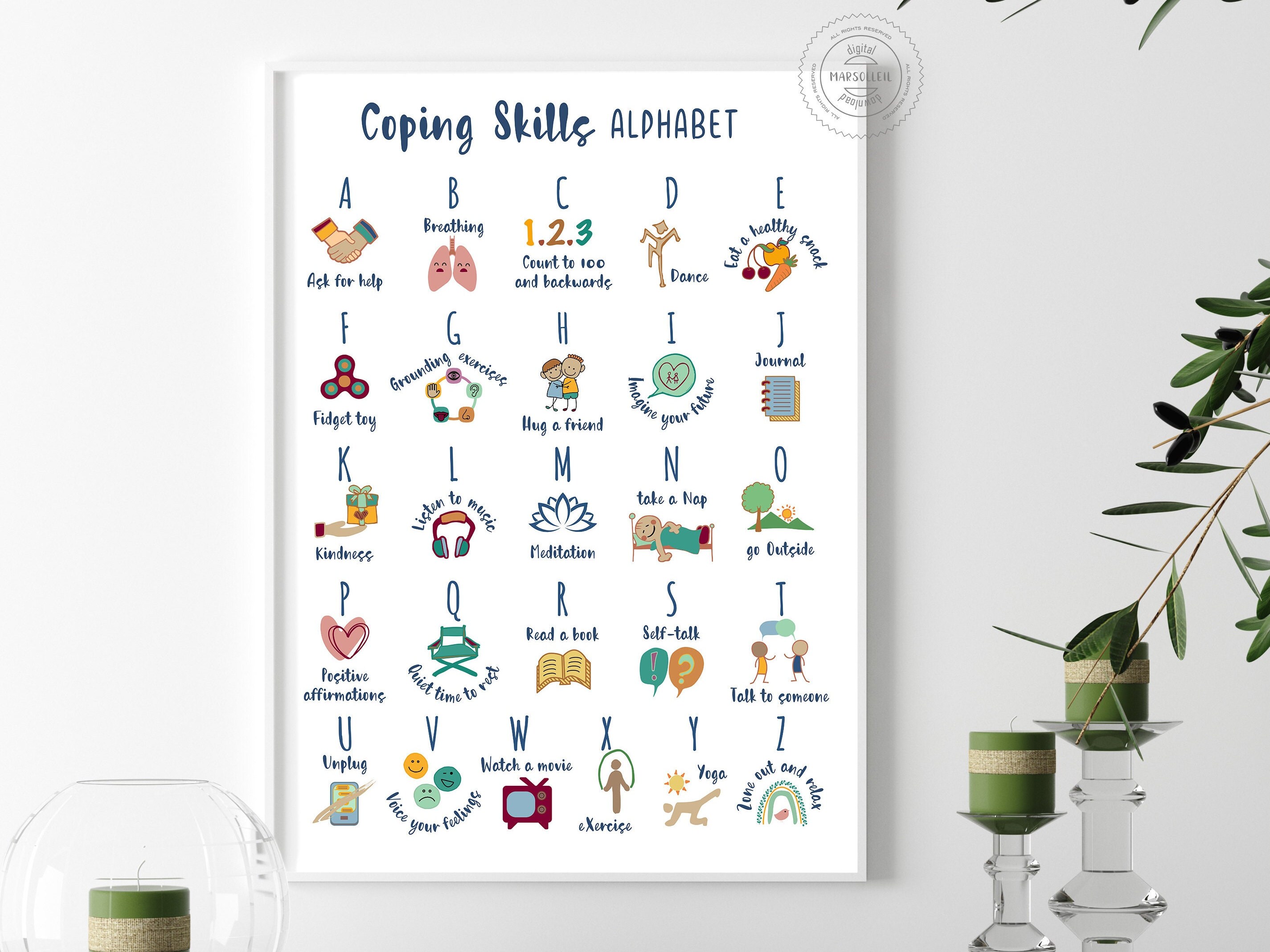 Coping Skills Alphabet Poster School Counselor Office Decor - Etsy Canada