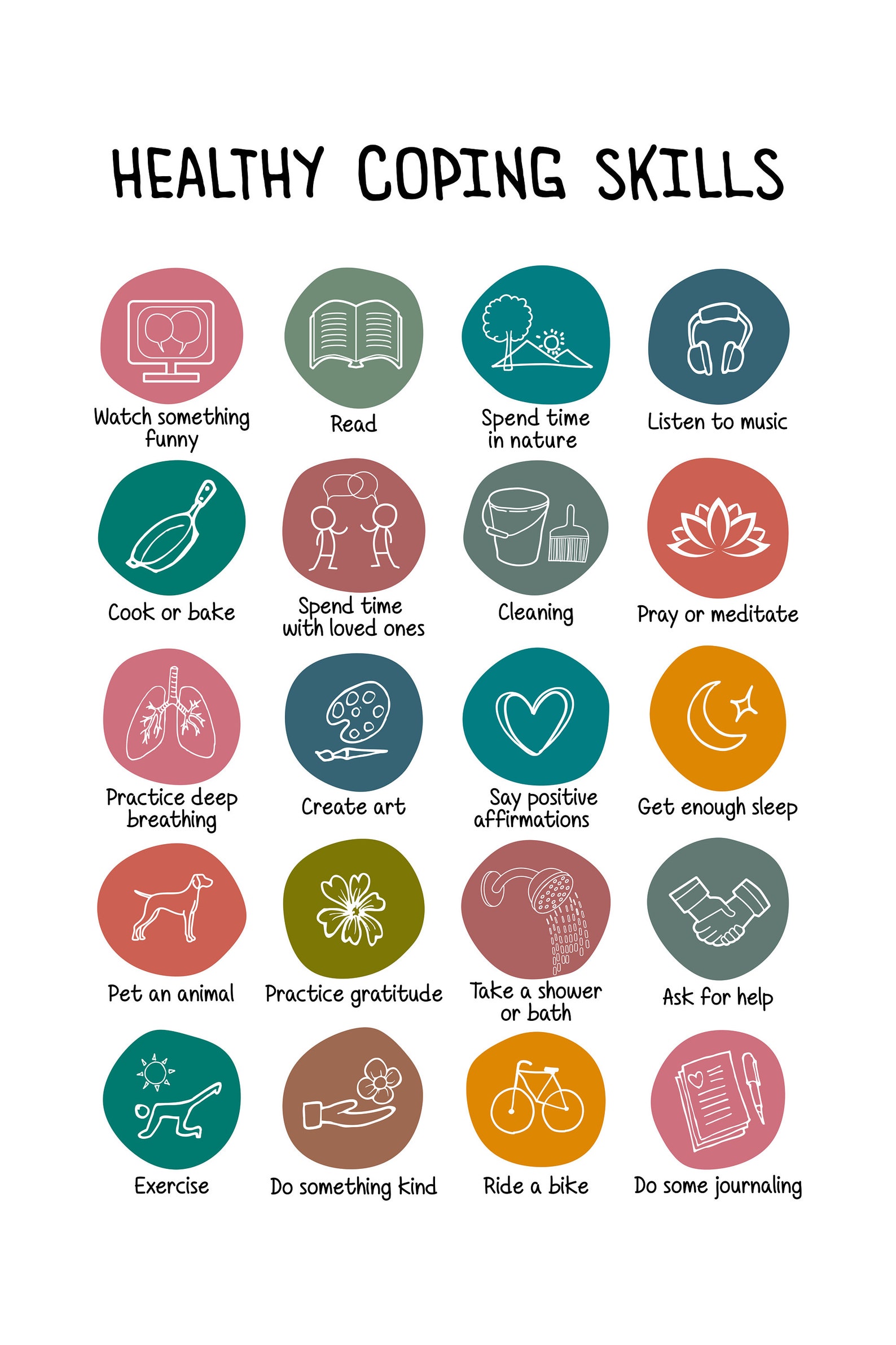 Healthy Coping Skills Poster Therapy Office Decor School | Etsy