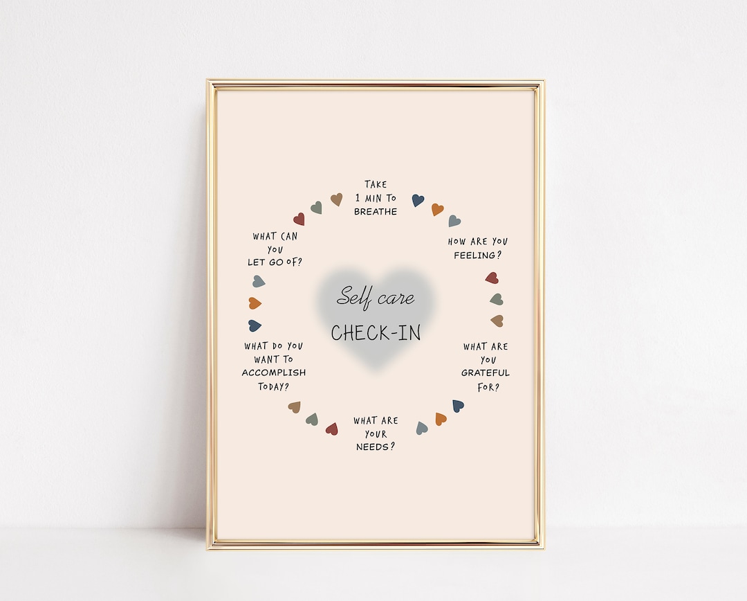 Self Care Check in Printable, Mental Health Poster, Therapy Office ...