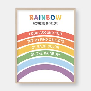 Grounding Technique Rainbow, Anxiety Grounding Poster, Mental Health ...