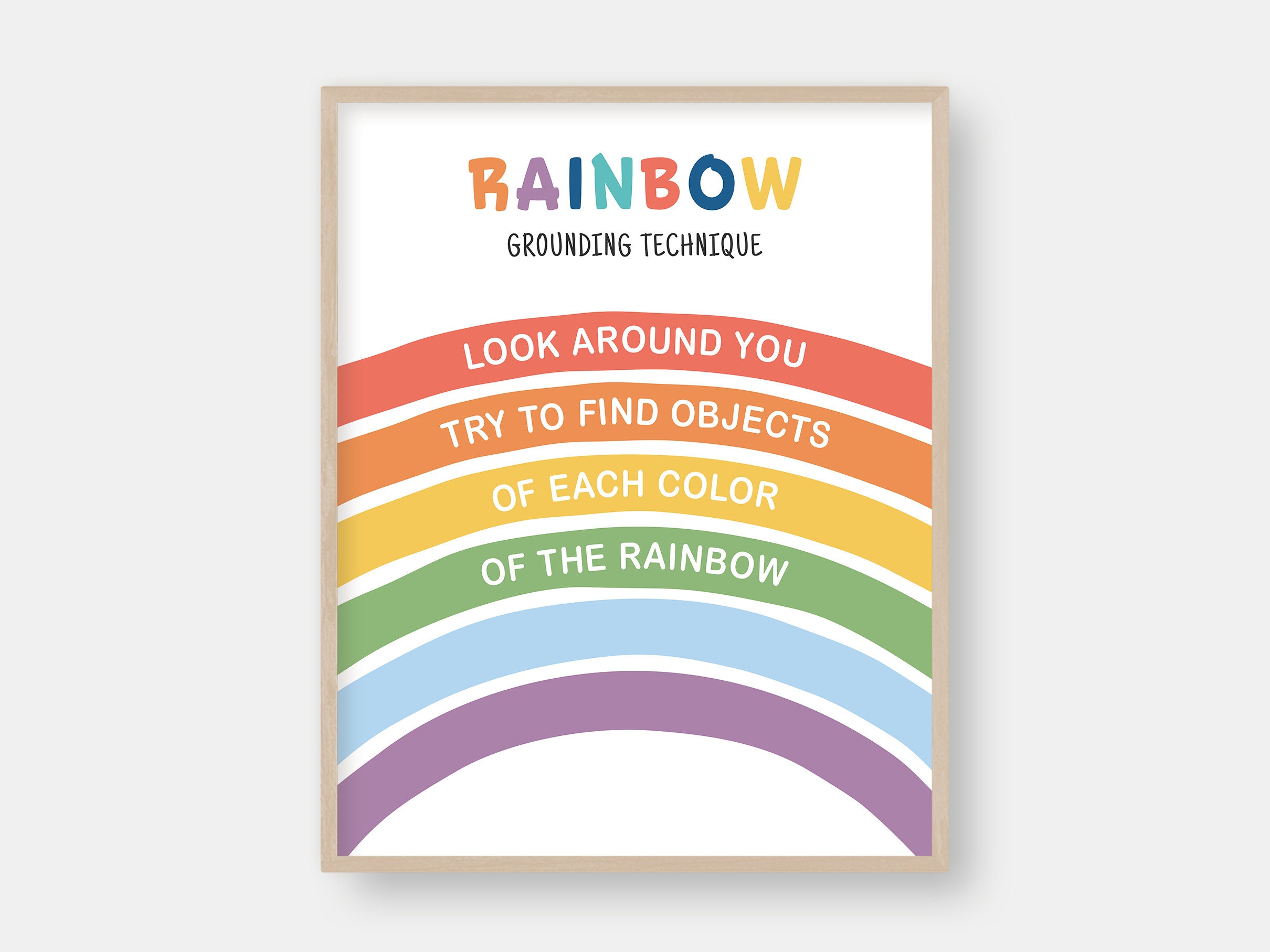 Grounding Technique Rainbow, Anxiety Grounding Poster, Mental Health ...