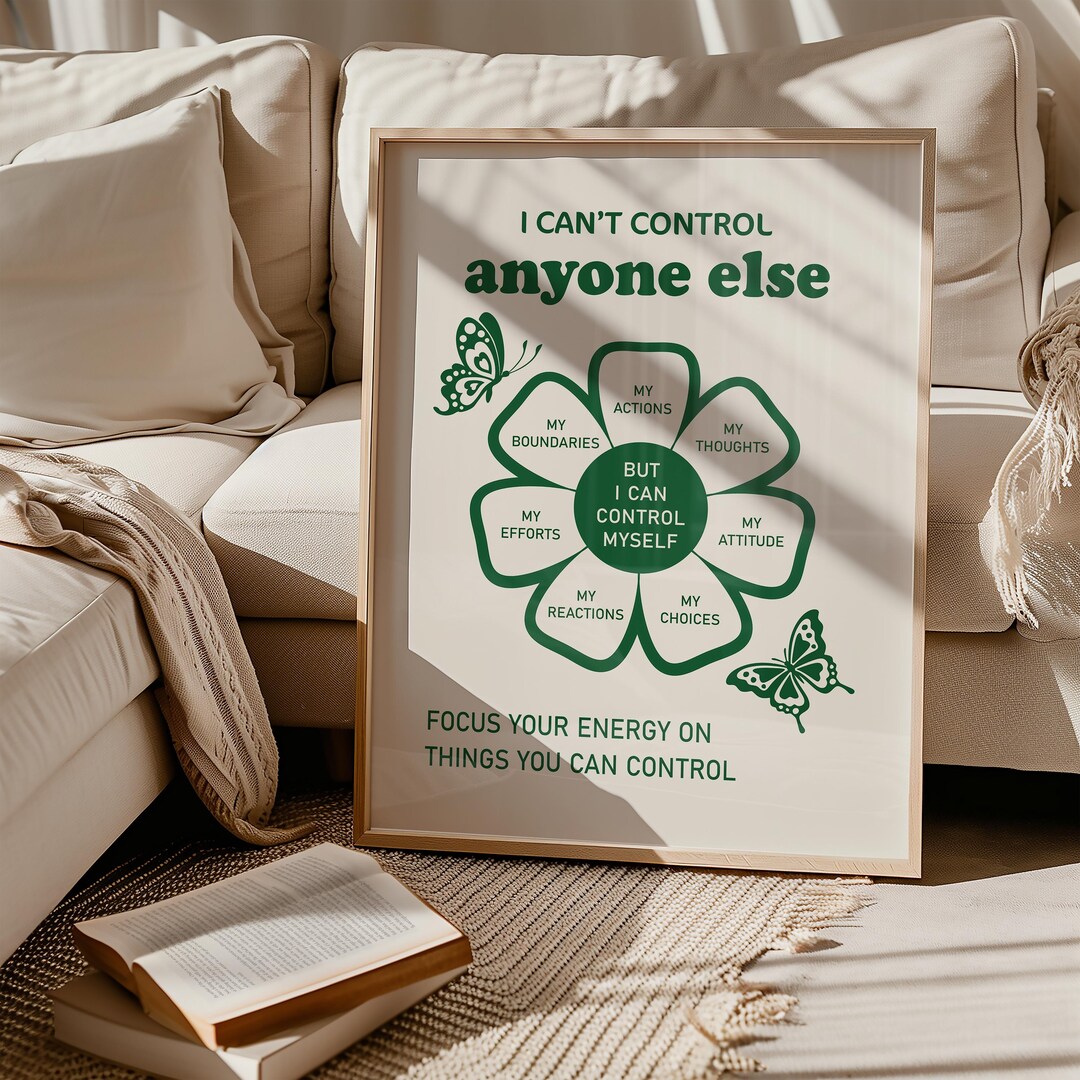 Things I Can Control, Mental Health Poster, Retro Green Therapy Office ...