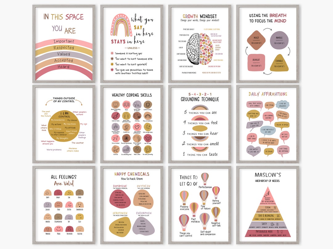 Set of 12 Prints for Therapy Office Psychology Print Bundle - Etsy