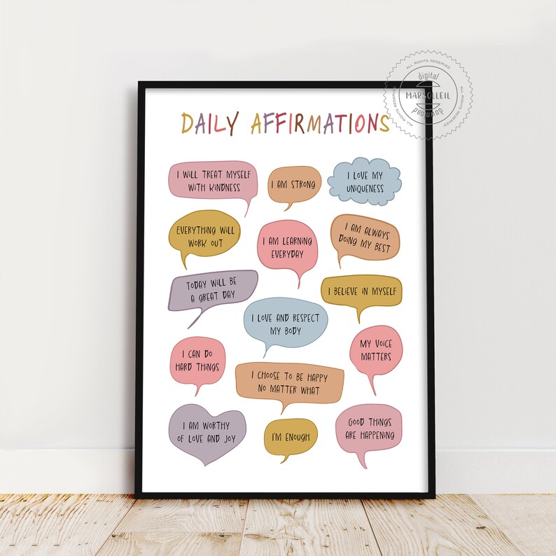 Daily Affirmations Mental Health Poster Therapy Office - Etsy