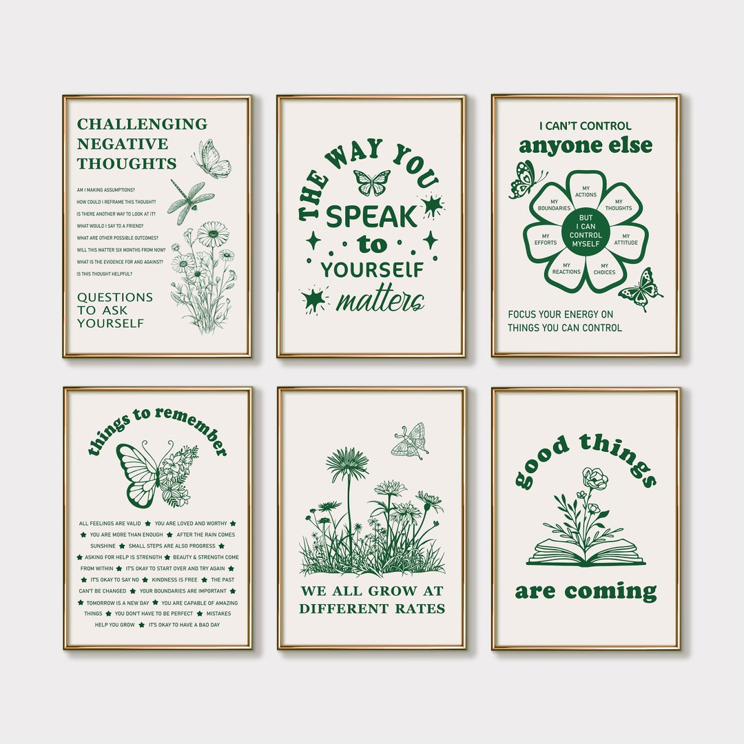 6 Mental Health Prints, Printable Wall Art for Therapy Office Decor ...