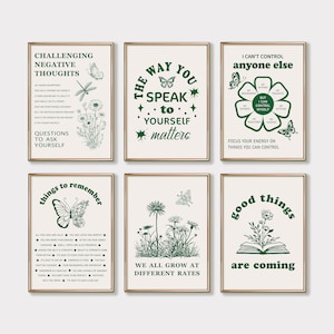 6 Mental Health Prints, Printable Wall Art for Therapy Office Decor ...