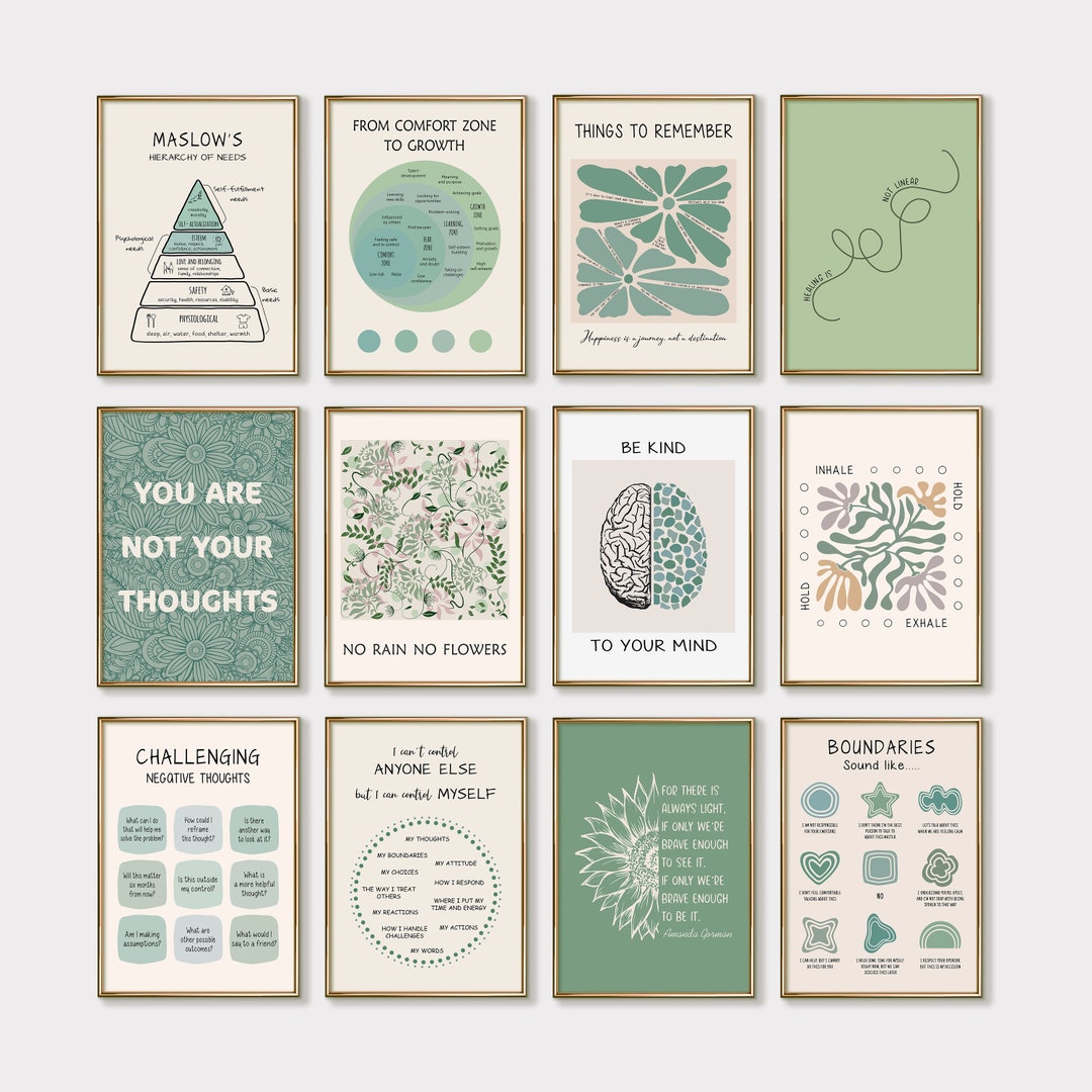 14 Mental Health Posters for Counselor Office, Mental Health Prints for ...