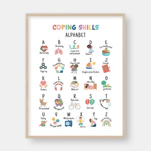 Set of 2 Mental Health Prints, Coping Skills Alphabet, Positive ...