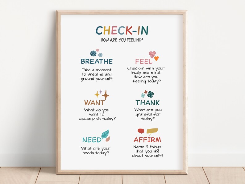 Daily Check-in Poster Daily Checklist Therapy Office Decor - Etsy Australia