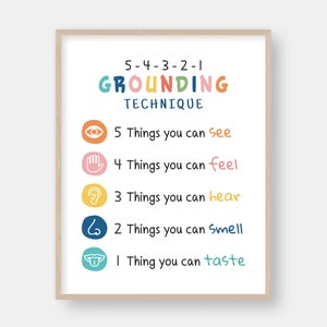Grounding Technique, Anxiety Grounding Poster, Calming Corner for Kids ...