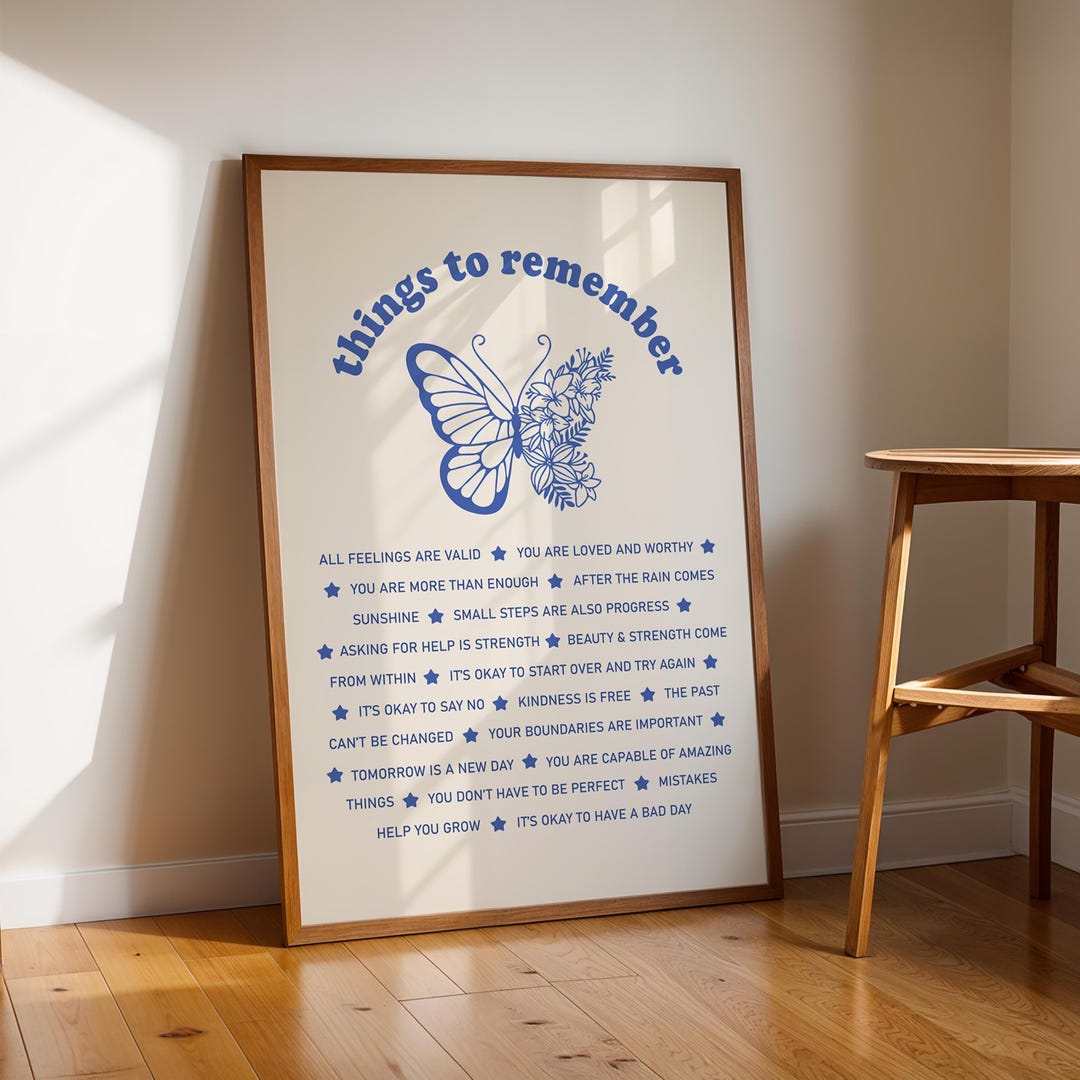 Things to Remember, Mental Health Poster, Positive Affirmations Art ...