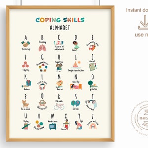 Coping Skills Alphabet Poster, ABC Coping Skills for Kids, School ...