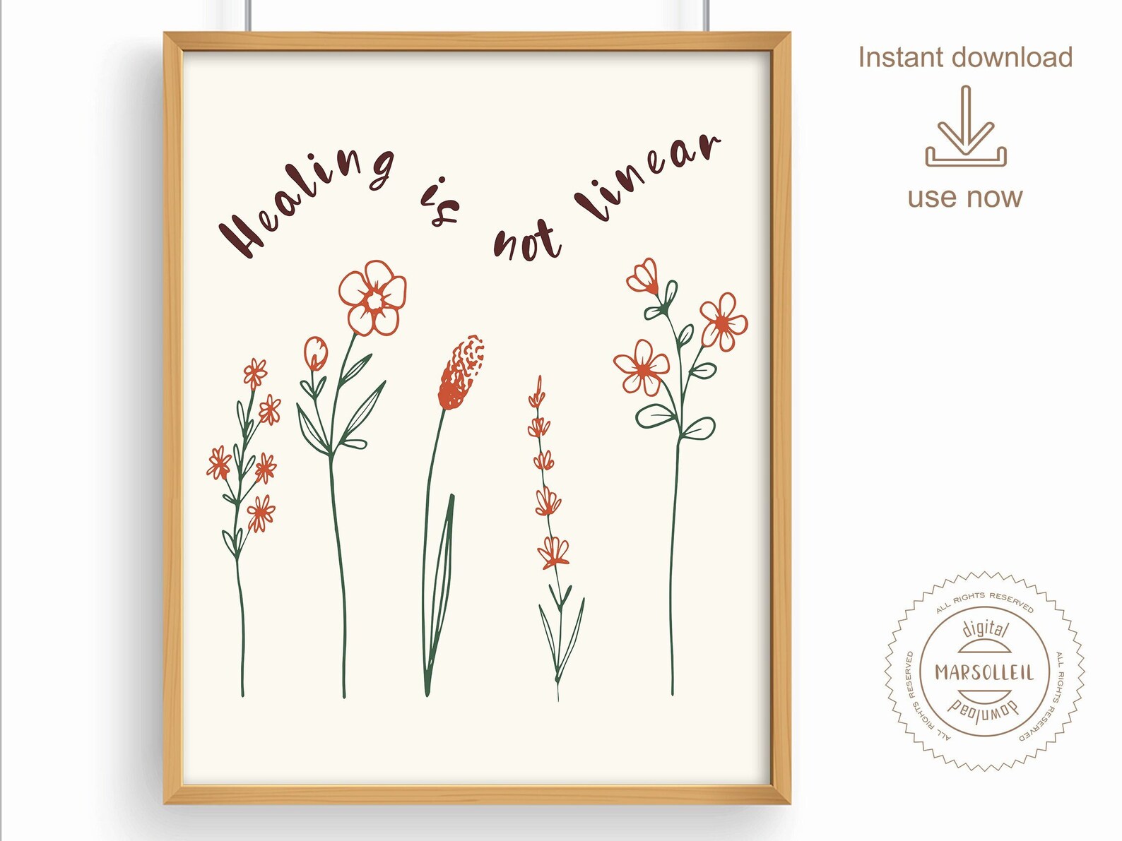 Healing is Not Linear Poster Mental Health Digital Print - Etsy