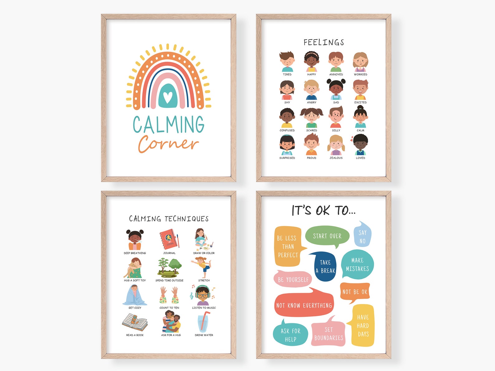 Calming Corner Set of 4 Prints Plus Bonus Emotions Flash Cards ...