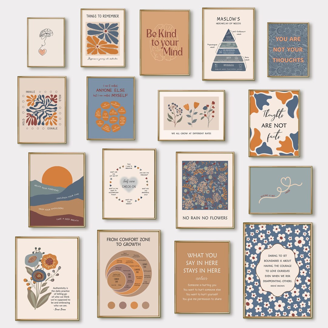 25 Mental Health Posters for Therapy Office Decor, Psychology Quotes ...