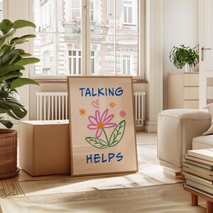 Talking Helps Poster, Therapy Office Decor, Mental Health Wall Art ...