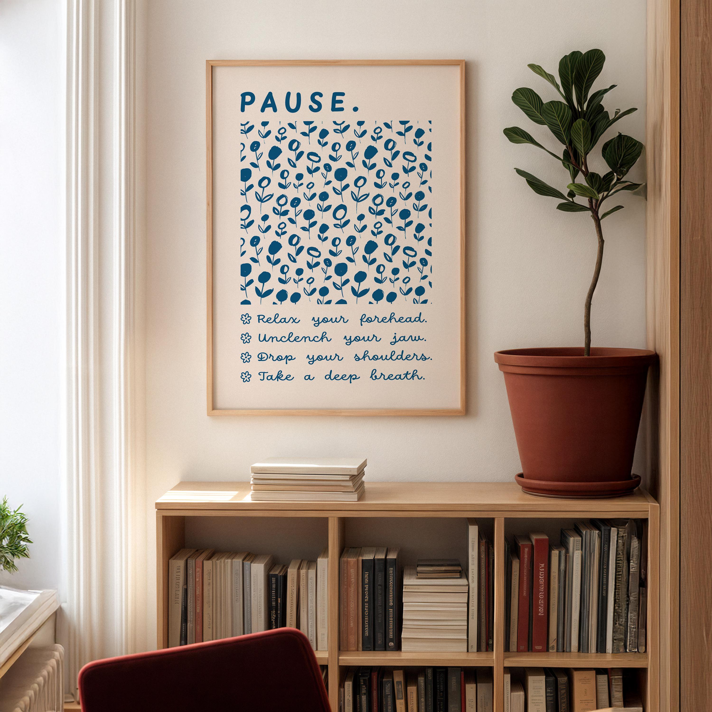 Grounding Technique Poster, Relax Sequence, Anxiety Grounding Print Blue, Therapy Office Decor ...