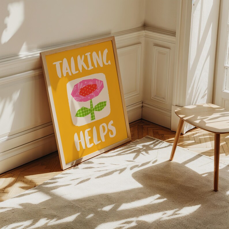Talking Helps Printable, Mental Health Wall Art, Therapy Office Decor ...