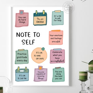 Note to Self Poster Therapy Office Wall Art Mental Health - Etsy
