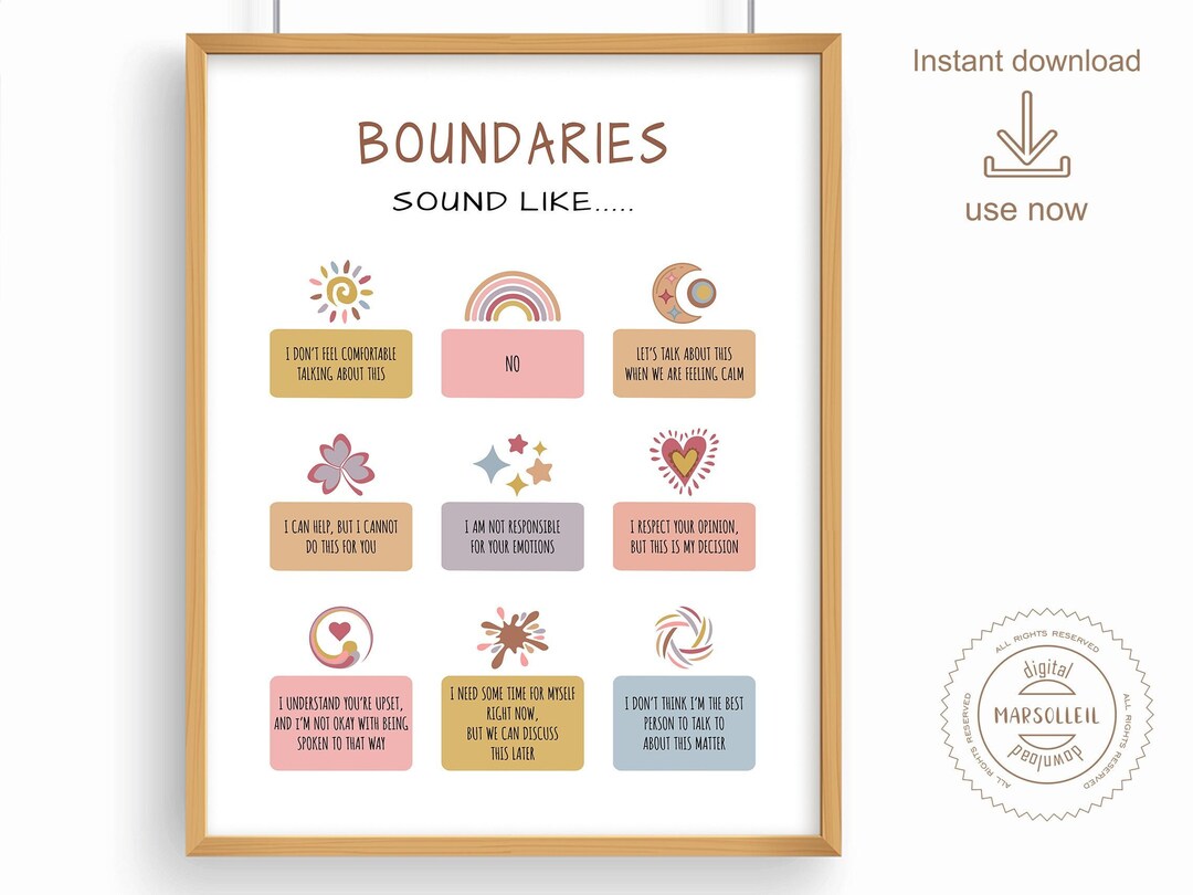 Boundaries Poster Setting Personal Boundaries Therapy Office - Etsy