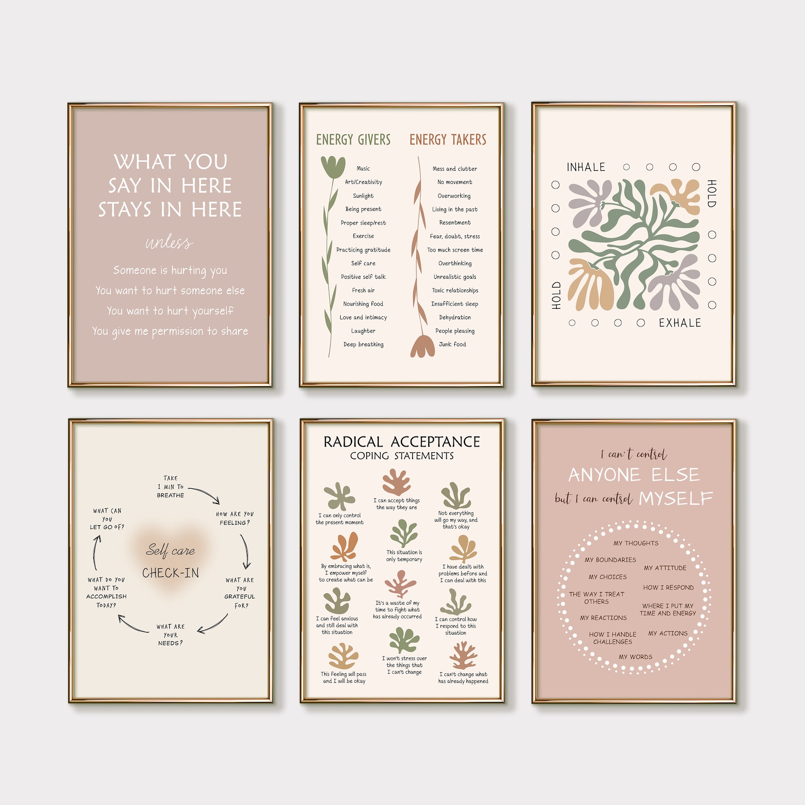 Mental Health Posters, Set of 16 Psychology Prints for Therapy Office ...