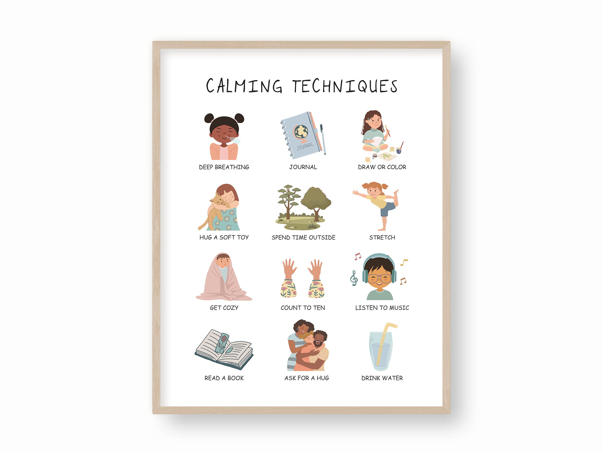 Calming Techniques and Feelings Poster, Montessori Homeschool Decor ...