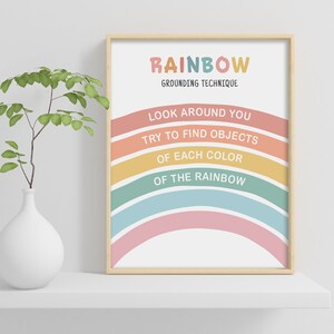 Rainbow Technique Poster, Anxiety Grounding, Mental Health, Calm Down ...