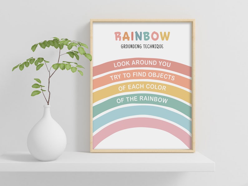 Rainbow Technique Poster, Anxiety Grounding, Mental Health, Calm Down ...