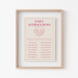 Daily Affirmations Art Print, Mental Health, Positive Affirmations ...
